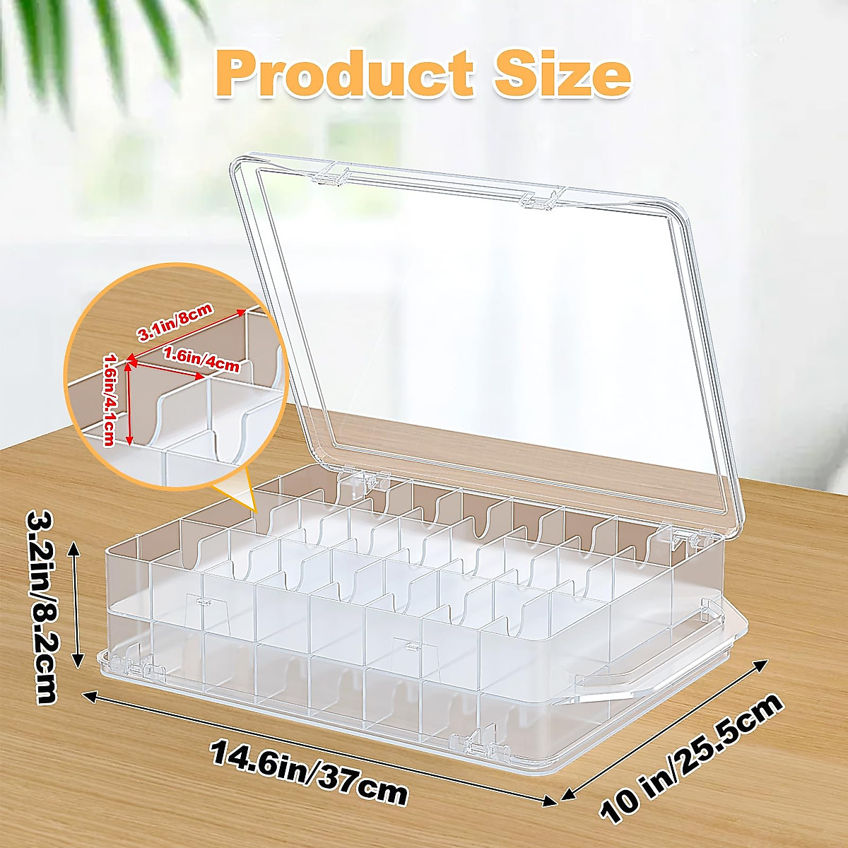 Mathtoxyz Sewing Thread Organizers and Storage, 46 Grid Double Sided Sewing Plastic Box Portable, Ideal for Jewelry, Beads, Jewelry Hardware Tools and More Small Items