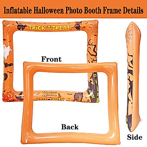 Halloween Party Photo Booth Props Frame, LMSHOWOWO Giant Halloween Inflatable Selfie Photo Frame, with 30 PCS Funny Halloween Photo Booth Props for Men Women Halloween Party Decoration Supplies