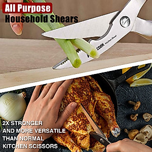 Knife Set, 15 Pcs Kitchen Knife Set With Block, Astercook German Stainless Steel With Scissors, Knife Sharpener and 6 Serrated Steak Knives