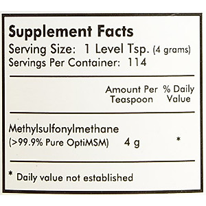 Kala Health MSMPure MSM - 1 lb Fine Powder Crystals, 99.9% Pure Distilled Organic Sulfur Crystals for Joint Health, Skin & Hair, Made in The USA