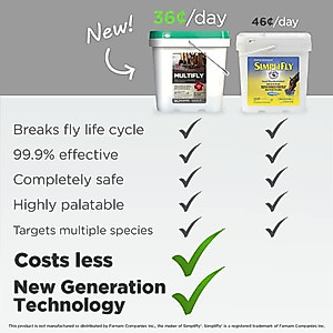 Formula 707 MultiFly Feed-Thru Fly Control Pellets for Horses - Palatable & Safe Fly Population Reduction (10 LB Bucket - 182 Servings)