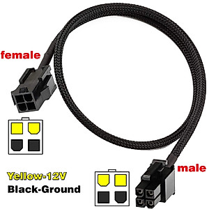 TeamProfitcom ATX CPU 4 Pin Female to Male Motherboard Extension Cable 12V for Power Supply 24 Inches (2 Pack)