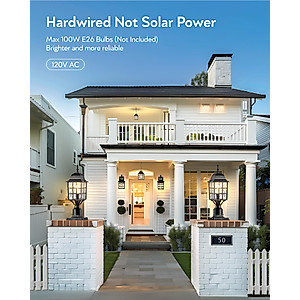 VIANIS Lamp Post Light Fixture with Mount Base, Modern Black Exterior Post Lantern Fixture with Tempered Glass, Anti-Rust Aluminum Light Posts for Outside for Driveway, Backyard Patio Garden, E26