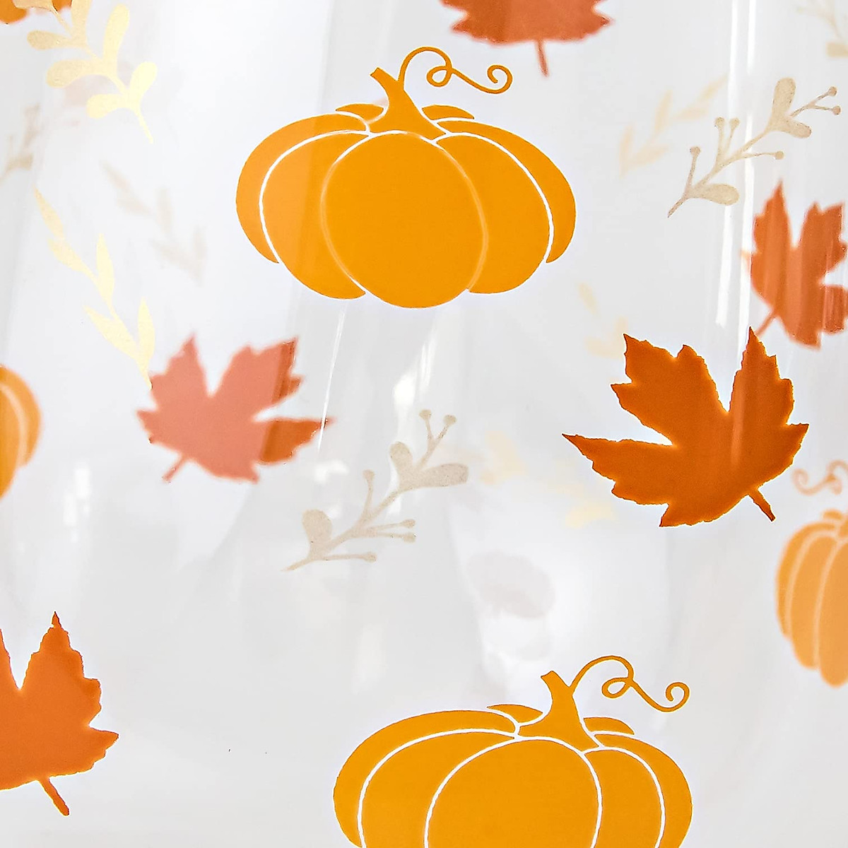 C.R. Gibson QWG2O-24065 Fall Leaves and Pumpkins Acrylic Stemless Wineglass for Thanksgiving and Friendsgiving, 12 fl. Oz.