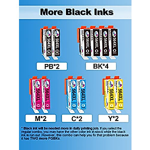KINGWAY 564XL Ink Cartridges for HP Printers, Replacement for HP 564 XL 564 Work with HP Photosmart 5520 6520 7520 Deskjet 3520,12 Combo Pack((4 Black, 2PBK & 2 C/M/Y)