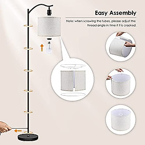 BoostArea Floor Lamp for Living Room,15W LED Arched Floor Lamp,Tall Modern Standing Lamp with Linen Shade,3 Brightness Levels,E26 Socket,Footswitch,Mid Century Floor Lamp for Bedrooms,Office