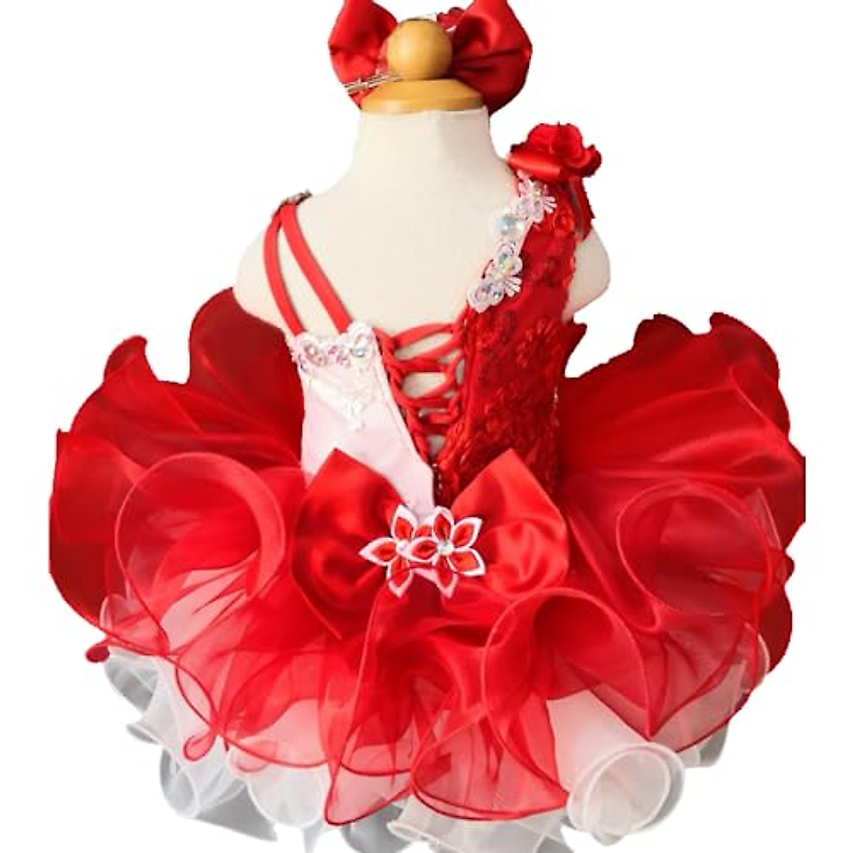 Jenniferwu G124 Infant Toddler Baby Newborn Little Girl's Pageant Party Birthday Dress RED Size 3T