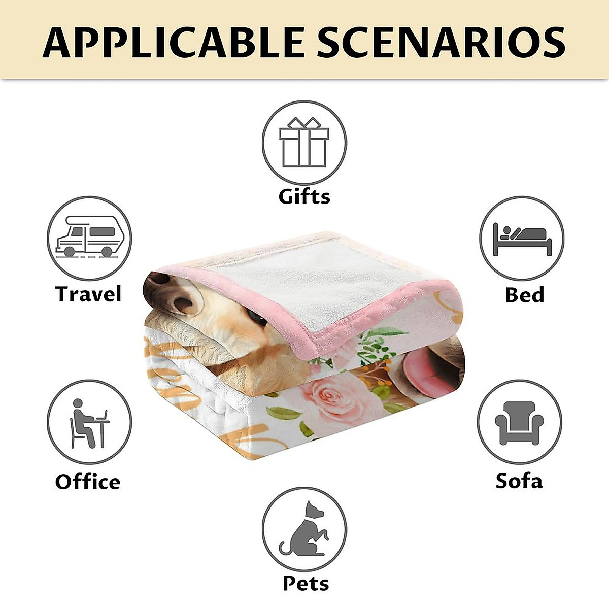 Golden Retriever Blankets - Soft Fuzzy Blanket Throw for Girls - 40"x50" Flannel Blankets for Couch & Sofa - Colorful Cute Dog Blanket Gifts