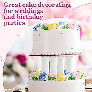 Hooshion 12Pcs 3 Size Roman Column Cake Tiered Stands, Fondant Cakes Tier Separator Support Stand, Multilayer Wedding Cake Decoration Support Tool Sets