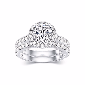 10K 14K 18K Real Gold Bridal Sets Engagement Ring for Women 1-3/8 ct. tw. Moissanite, Solid Gold Wedding Proposal Ring Jewelry , Personalized Custom Name Ring 4-12