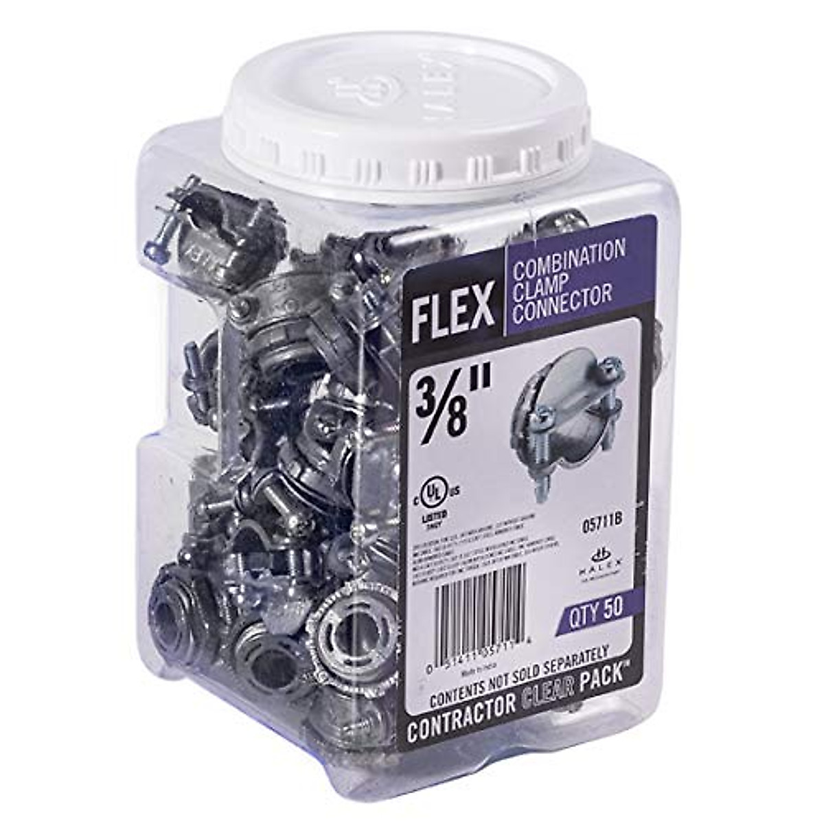 Halex – 3/8 Inch Flexible Metal Conduit (FMC) Clamp Combination Connector – 05711B – 50 Per Pack