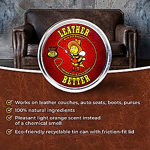 Leather Better Leather Conditioner for Furniture - Leather Cleaner and Restoration for Leather Couches, Boots and Shoes, Bags, Saddles and Tack, Jackets, and Car Seats/Leather Softener (10.4 oz)