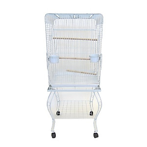 YML 20-Inch Open Top Parrot Cage with Stand, White