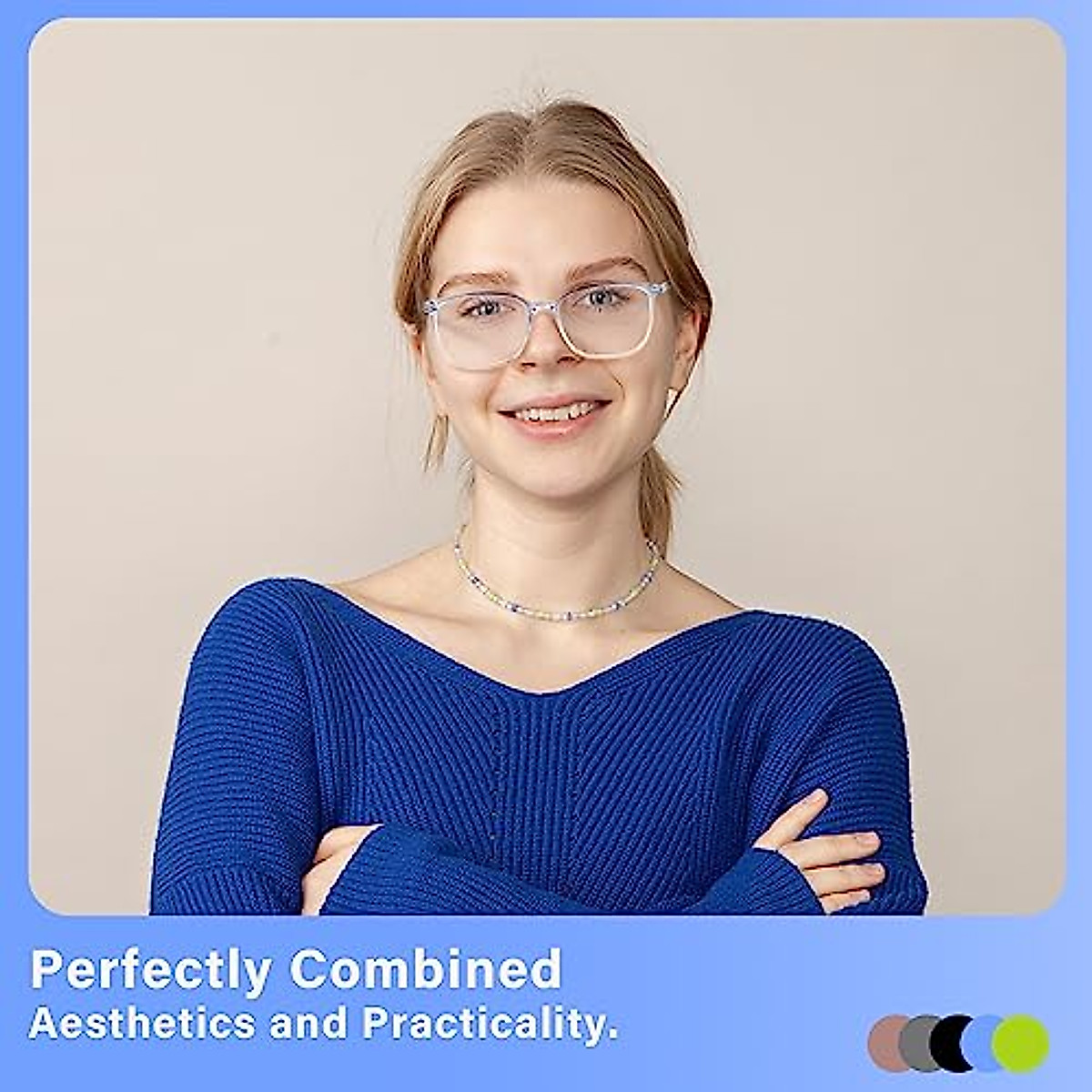 FONHCOO Blue Light Blocking Glasses Women Men TR90 Fashion Round Frame Transparent Eyewear Anti UV Glare Computer Blue light Glasses for Women Men