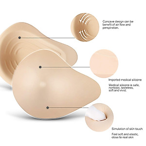 Polreta Lightweight Silicone Breast forms Silicone Breast Prosthesis for Mastectomy Right Spiral Shape Breast Only One Piece