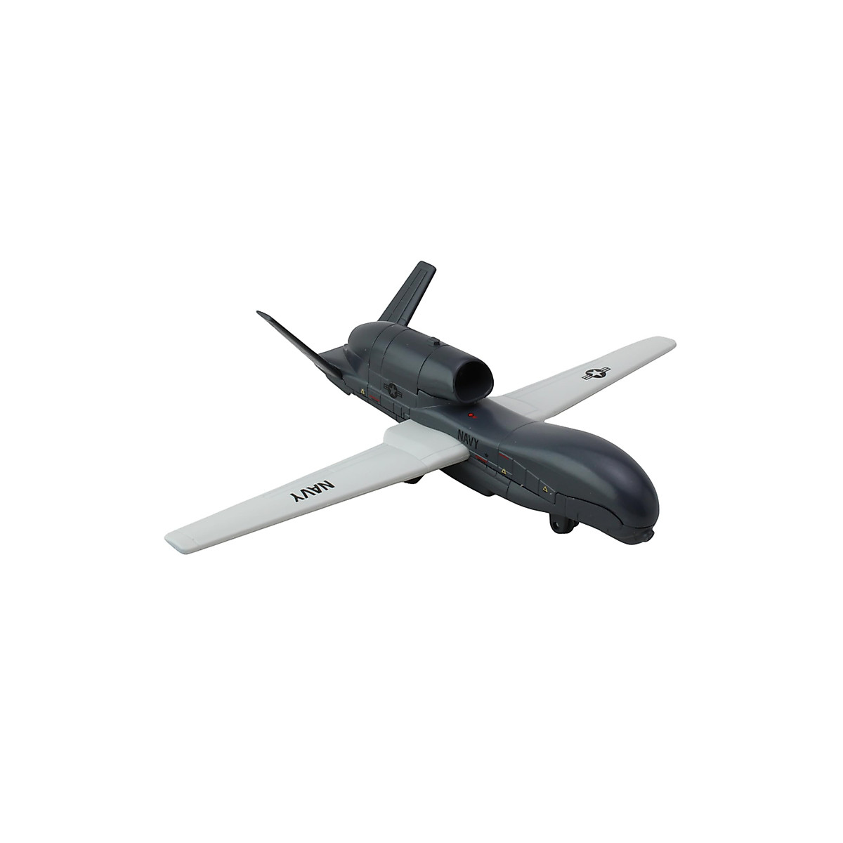 Daron Northrop Grumman RQ-4 Global Hawk Military Drone United States Navy Gray and White Diecast Model Airplane