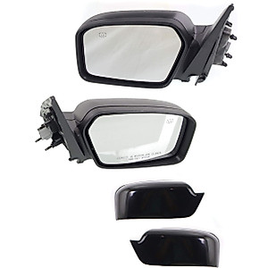 Kool Vue Left & Right Power Heated Door Mirrors Compatible With Ford Fusion 2006-2012 With Puddle Lamp with 2 Caps Pair