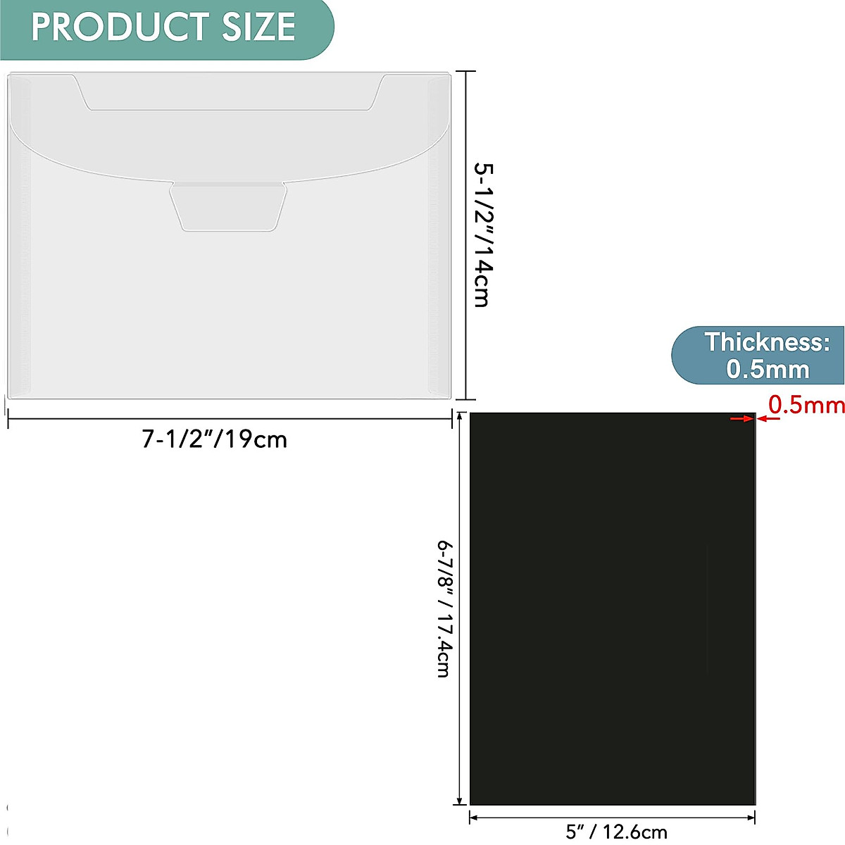 60 PCS Large Stamp and Die Storage Bag with Rubber Magnetic Sheets,0.5mm Thickeness Magnetic Sheets for Craft Storage,7.5x5.5inch Clear Craft Die Storage Envelopes Arts Crafts Scrapbooking Supplies