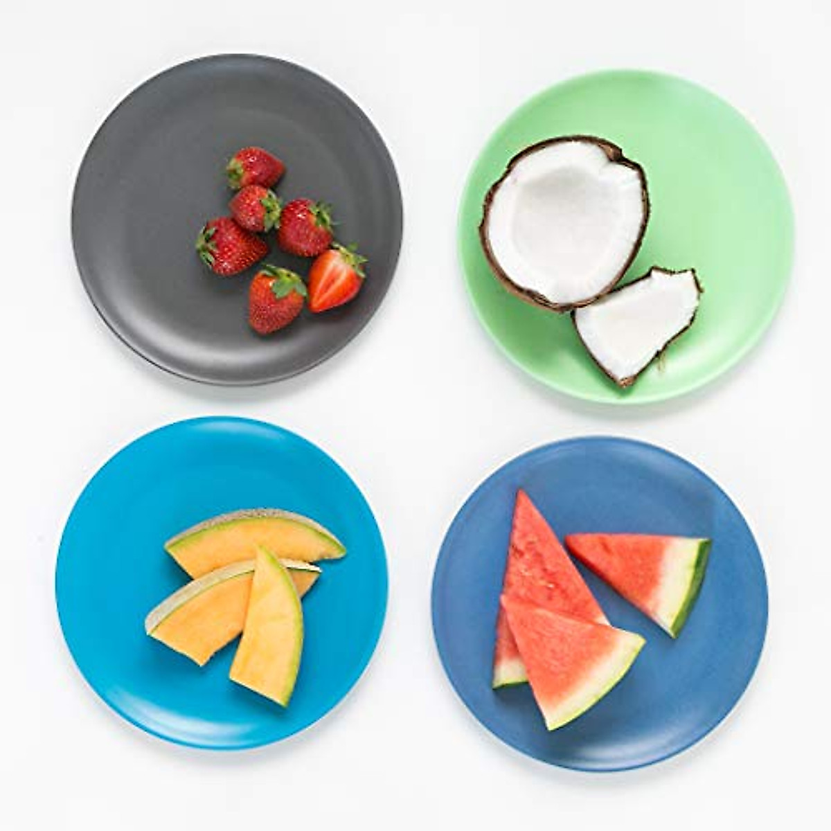 Bobo&Boo Bamboo Kids Plates(7.8inch), Set of 4 Eco Friendly Toddler Plates :: Non Toxic Children’s Dinnerware for Babies & Big Kids :: Mix and Match :: Great Gift for Baby Showers & Birthdays, Coastal