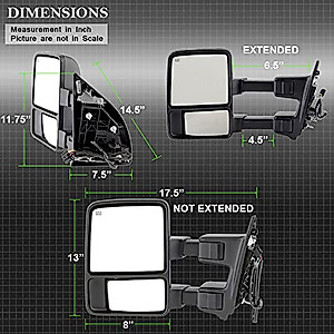 ACANII - For 2008-2016 Ford F250 F350 F450 SuperDuty Telescoping Power Heated LED Signal Towing Mirror Passenger Side