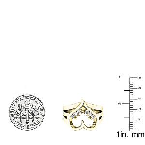 Dazzlingrock Collection 0.18 Carat (ctw) 18K Round White Diamond Cocktail Heart Right Hand Ring, Yellow Gold, Size 5