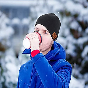 Bluetooth Beanie Hat Men Women, Wireless Music Hats with Gloves and Built-in Stereo Speakers & Mic, Slouchy Warm Knitted Winter Beanie for Men Women Teens Outdoor Sports Skiing Jogging