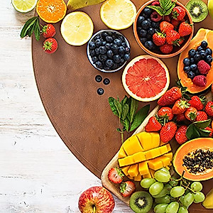 Linkidea Vegan Leather Splat Mat for Under High Chair Floor Protector for Kids, Reusable Infant High Chair Mat Food Splash Spill Mats, Portable Picnic Blanket Outdoor Mat (Brown)