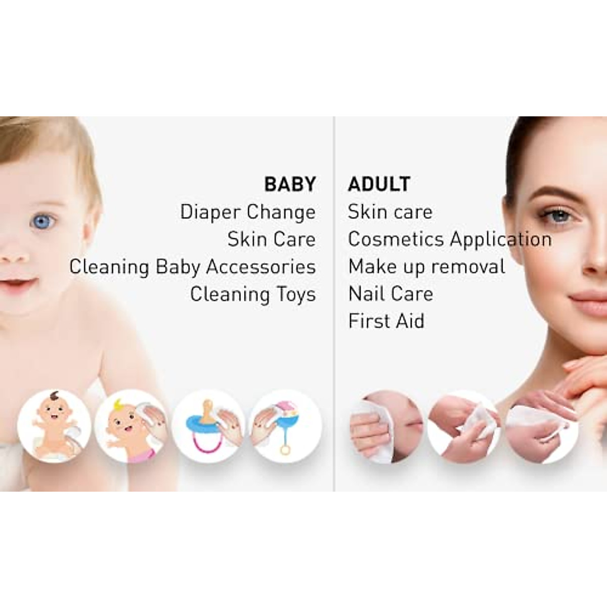 DESTALYA Baby Cotton Pads for Diaper Change - Large Cotton Squares for Sensitive Skin - Disposable Cleansing Wipes - Soft Washcloths for Personal Care, Makeup Removal (Maxi Pads 360)