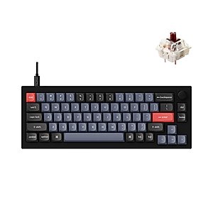 Keychron Q2 Wired Custom Mechanical Keyboard Knob Version, 65% Layout QMK/VIA Programmable Macro with Hot-swappable Gateron G Pro Brown Switch Double Gasket Compatible with Mac Windows Linux (Black)