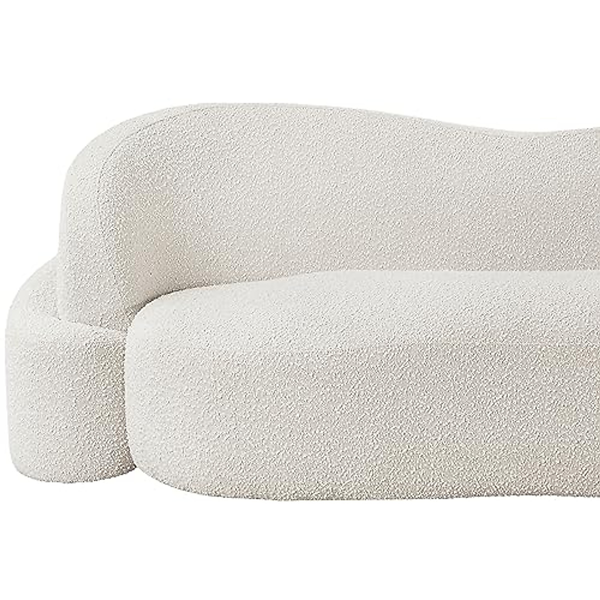 Meridian Furniture 108Cream-L Principessa Collection Modern | Contemporary Loveseat with Rich Cream Boucle Fabric, Curved Seat and Back, 68" W x 35" D x 29" H, Cream