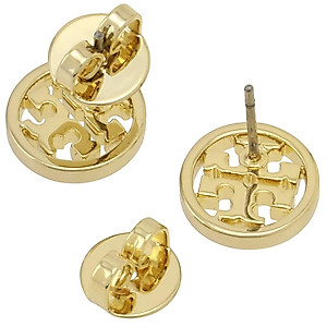 Tory Burch Womens Miller Plated Brass Logo Stud Earring O/S