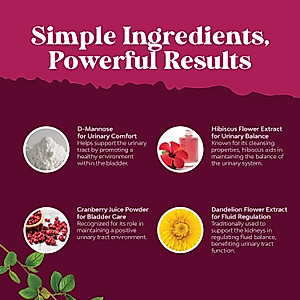 D Mannose Capsules for Urinary Tract Health - High Potency D-Mannose with Cranberry Juice Powder & Dandelion for Urinary Tract Health for Women Fast Acting Super Concentrated Cranberry - 90 Capsules