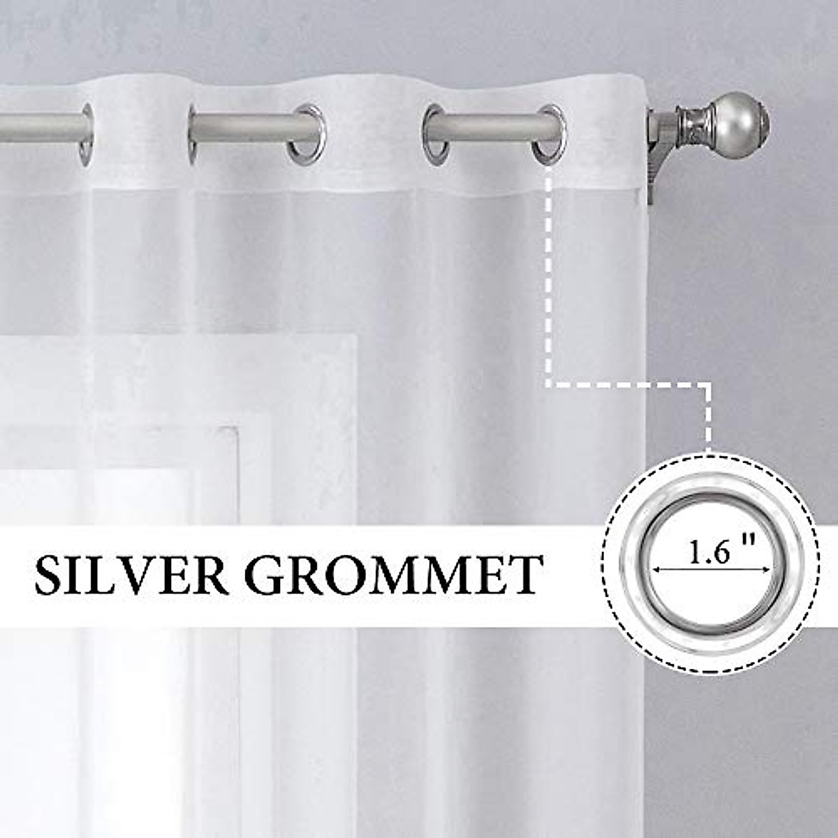 MIULEE 2 Panels Solid Color White Sheer Curtains Elegant Grommet Window Voile Panels/Drapes/Treatment for Bedroom Living Room (54X96 Inch)
