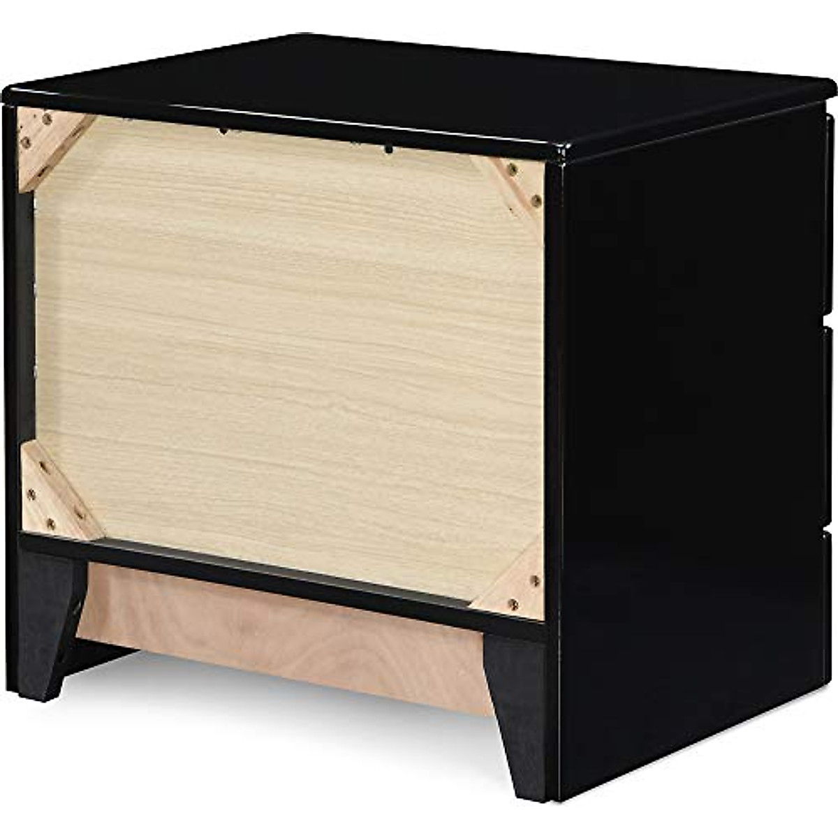 ClickDecor Hudson End Side Nightstand with 2 Drawers, Wooden Accent Table for Bedroom with Matte Chrome Handle, Black