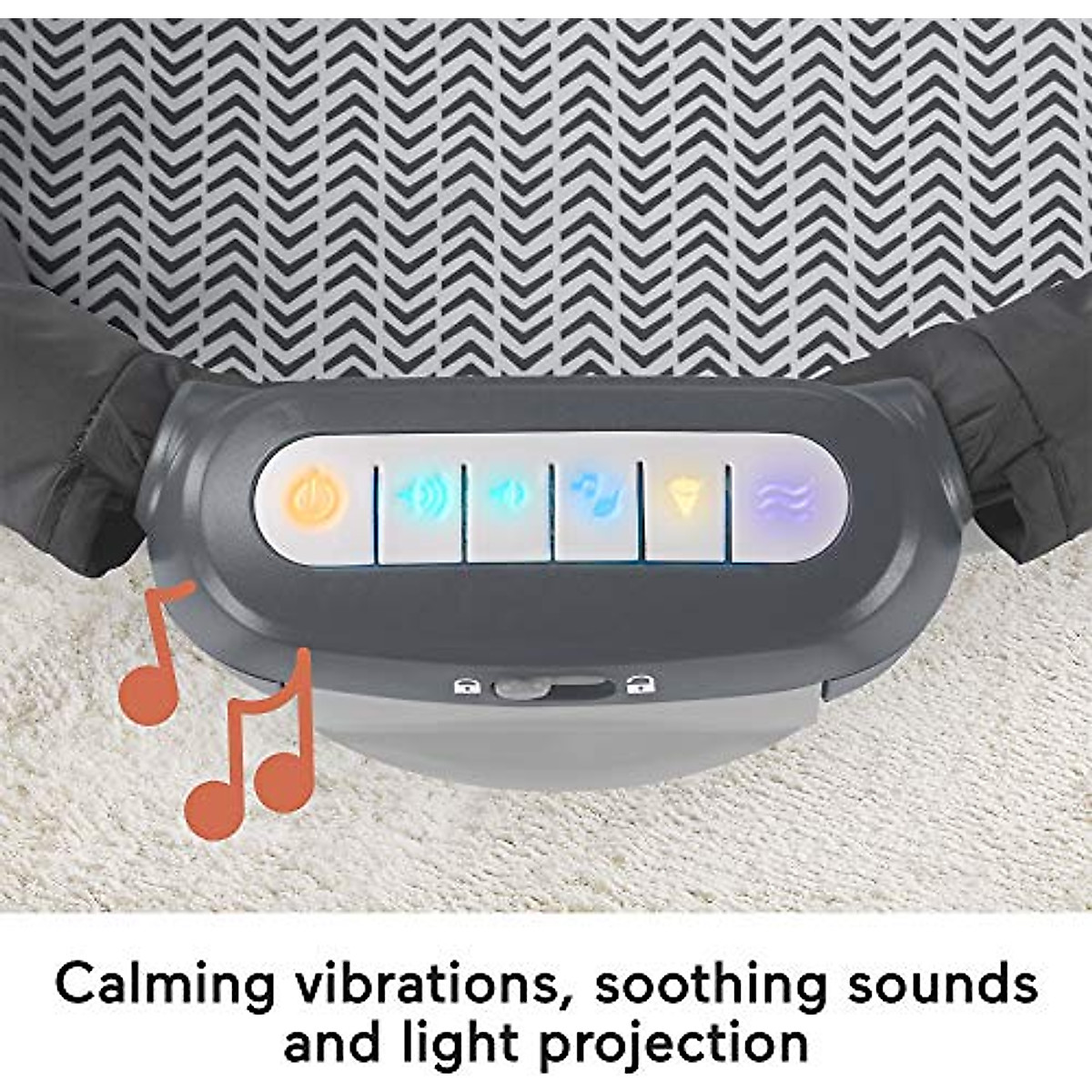 Fisher-Price Baby Crib Soothing View Projection Bassinet Portable Cradle with Lights Music Vibrations & Slim Fold, Pencil Strokes