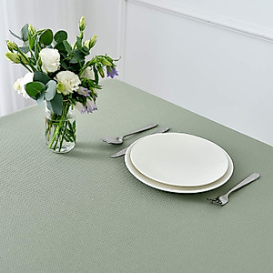 maxmill Textured Tablecloth Stain Resistant Waterproof and Wrinkle Resistant Washable Soft Table Cloth, Fabric Table Cover for Dining Room and Outdoor Use, Rectangle 60 x 120 Inch, Sage Green