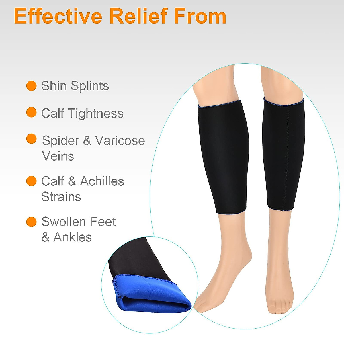 Cosmos 1 Pair Neoprene Calf Compression Sleeve Leg Compression Calf Sleeve for Running, Cycling, Travelling, Improve Circulation and Recovery