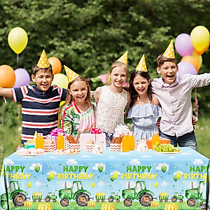 Pymurod Tractor Birthday Party Supplies 3pcs Tractor Tablecloths Tractor Birthday Table Cloth Tractor Table Cover for Kids Birthday Party Baby Shower Tractor Birthday Party Favors