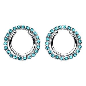 Pair of Fake Aqua lt Blue Circle of Gems Sexy Nipple Jewelry Adjustable Non Piercing Clip on Shield Ring Rings