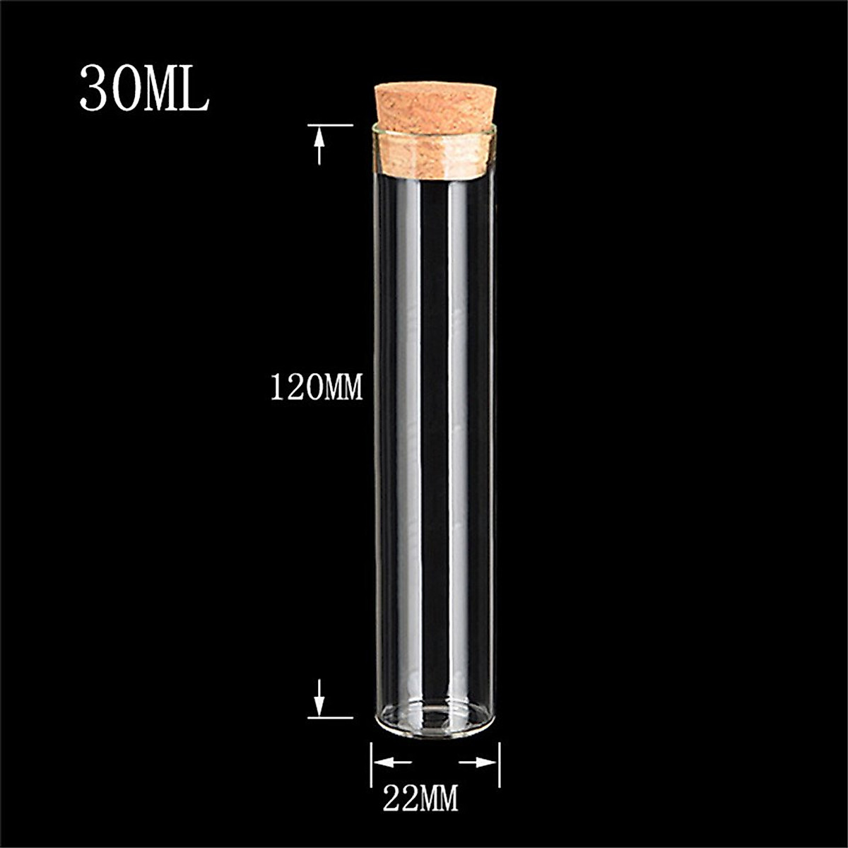 22120mm 30ml Empty Glass Transparent Clear Bottles with Cork Stopper Glass Vials Jars Storage Bottles Test Tube Jars 24pcs (24, 30ml)