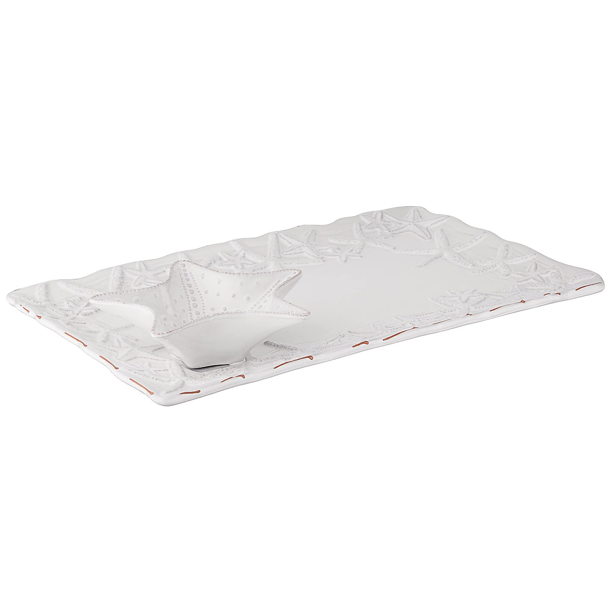 Mud Pie Chip and Dip Starfish Platter, White, Medium