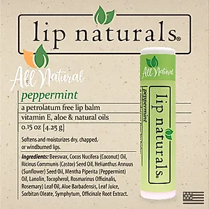Lip Naturals® All Natural Lip Balm in a 6-Count Variety Pack: Mango, Peppermint, and Vanilla Flavors