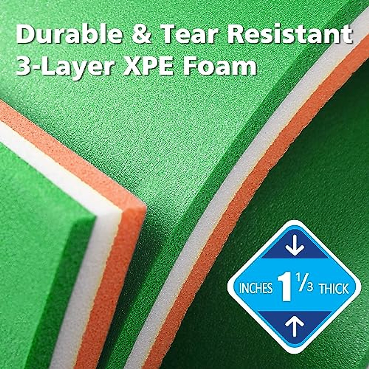 12'x6' Floating Water Pad, 3 Layers XPE Foam Water Mat, Tear-Resistant Lily Pad Lilly Pad with Tethering System, Floating Mat for Lake, Recreation Pool, Beach, Ocean, Orange/Green