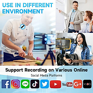 PQRQP Dual Wireless Lavalier Microphone for iPhone, iPad, Video Conferencing, Recording, Live Streaming