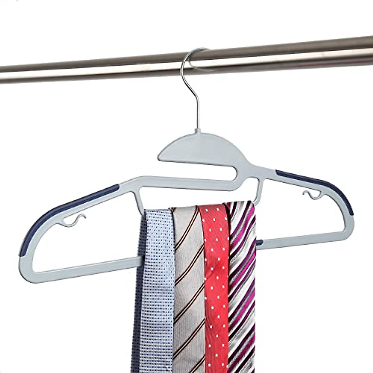 Finnhomy 50 Pack Plastic Hangers, Durable Clothes Hangers with Non-Slip Pads, Space Saving Easy Slide Clothes Hanger for Closet, Great for Shirts, Pants, Scarves, Strong Enough for Coat