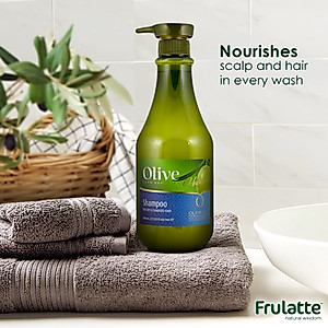 Frulatte Olive Shampoo with Organic Olive Oil | Rich in Vitamins A, D & E Hydrating Shampoo for Dry Damaged Hair | Paraben Free Shampoo | Natural & Deep Cleansing Hair Shampoo, 27 fl oz