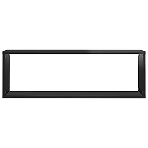 XOOPIT Floating Shelves,Floating Shelves Set of 2 Wall Cube Shelves High Gloss Black Wall Decor Display Shelves for Bedroom Living Room 80x15x26.5cm Engineered Wood