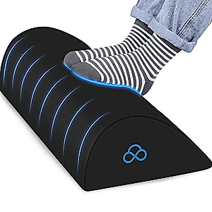 StepLively Foot Rest for Under Desk at Work-Ergonomic Design Foot Stool for Fatigue&Pain Relief with Memory Foam,Non Slip Bead,Washable Cover-Under Desk Footrest for Office,Home,Gaming(Black-Long)