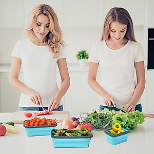 Plastic Food Storage Containers With Lids -4PC Silicone Collapsible BPA Free Lunch Box Airtight Vacuum Seal - Freezer Microwavable Food Containers For Fruit Leftover Food - Rv Organization And Storage