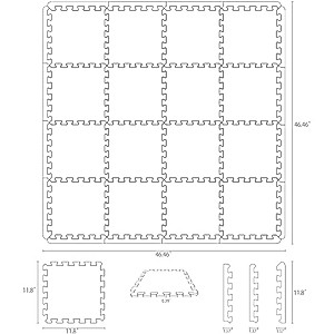 Yostrong® 16 Tiles Interlocking Puzzle Foam Baby Play Mat with Straight Edges for Playing - EVA Babies Crawling Mat | Rubber Floor Work out Mats for Home Gym. White, Beige, Gray. YOC-AJLb16S16